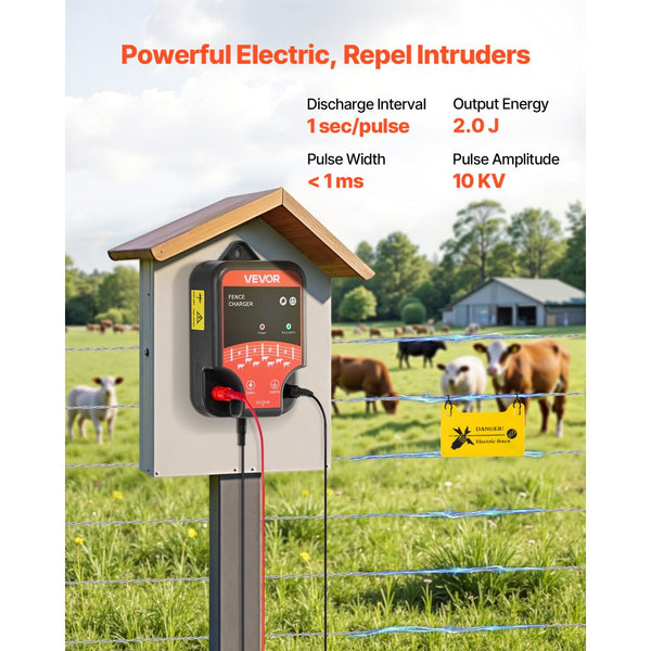 Vevor Electric Fence Charger 10kV 2J AC/DC Energizer 1.86 Miles New ...