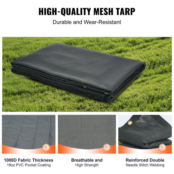 Vevor Dump Truck Mesh Tarp 6' x 14' PVC-Coated Black Heavy Duty Cover ...