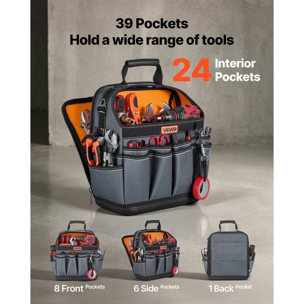 Vevor Tool Bag 13.2" 39-Pocket Open Top Portable Organizer New ...