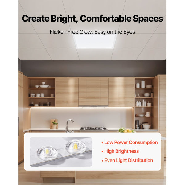 Vevor LED Flat Panel Light 2' x 2' Dimmable Drop Ceiling Fixture 4-Pac ...