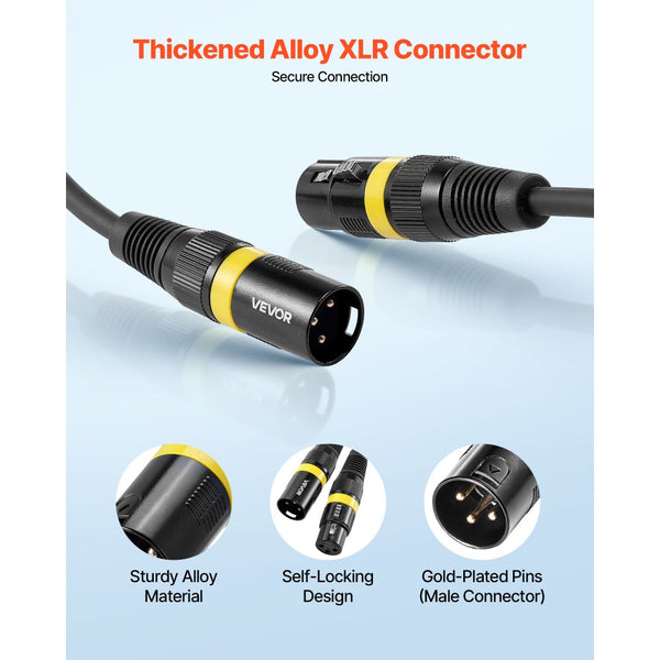 Vevor XLR Cable 100' 2-Pack Shielded Balanced DMX Microphone Cables Ne ...
