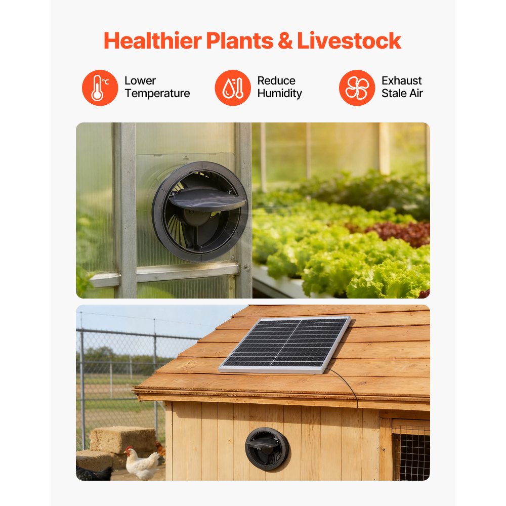 Vevor Solar Powered Fan Greenhouse Ventilation Fan New – FactoryPure