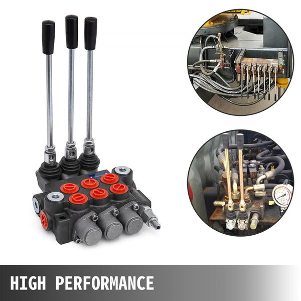 Vevor Hydraulic Control Valve 3 Spool Double Acting 11 GPM New ...