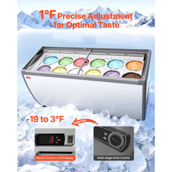 Vevor Ice Cream Display Case Commercial 20 Cu. Ft. Chest Freezer with ...