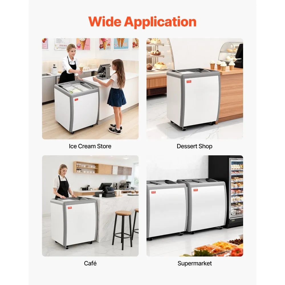 Vevor Ice Cream Display Case Commercial 5.6 Cu. Ft. Chest Freezer with ...
