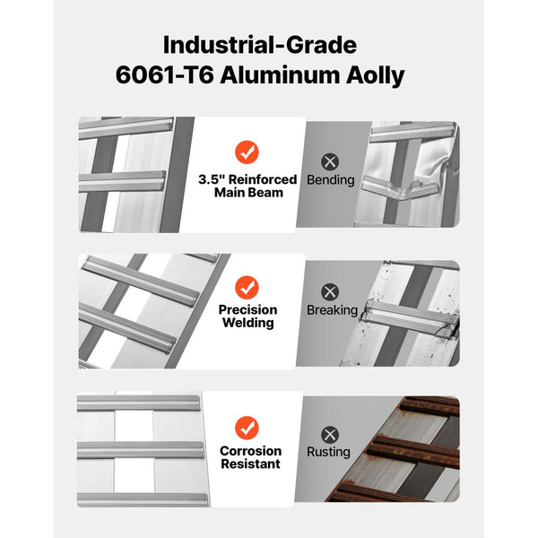 Vevor Trailer Ramps 96" x 15" Heavy-Duty Aluminum Loading Ramp Set New ...