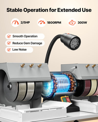 Vevor Cabbing Machine 6 in. 2/5 HP 1800 RPM Rock Grinder Polisher with ...