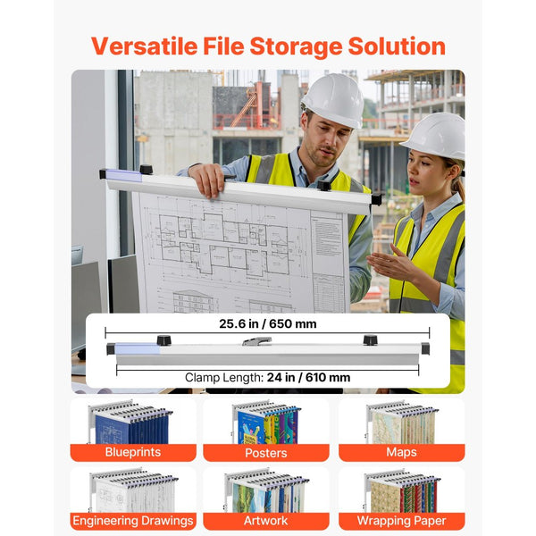 Vevor Blueprint Clamps 24" Aluminum Hanging Binding Strips Document St ...
