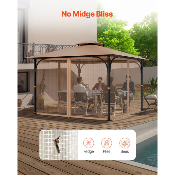 Vevor Gazebo Netting Replacement 10' x 10' 4-Panel 7' H Khaki New ...