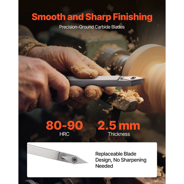 Vevor Wood Lathe Turning Tool Set 6-Piece Carbide Chisel Kit with Wood ...