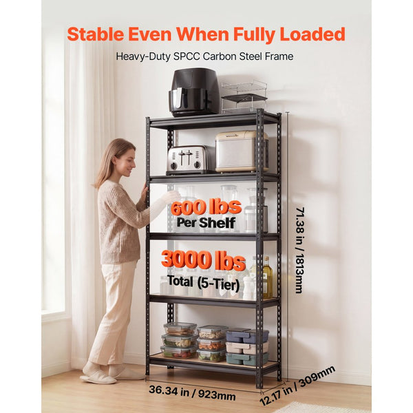 Vevor Storage Shelves 5-Tier Adjustable Heavy Duty Garage Shelving Uni ...