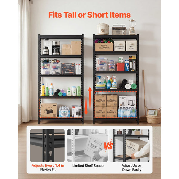 Vevor Storage Shelves 5-Tier Adjustable Heavy Duty Garage Shelving Uni ...