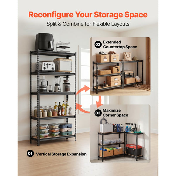 Vevor Storage Shelves 5-Tier Adjustable Heavy Duty Garage Shelving Uni ...