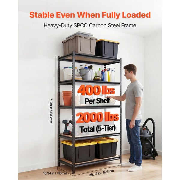 Vevor Storage Shelves 5-Tier Adjustable Heavy Duty Garage Shelving Uni ...