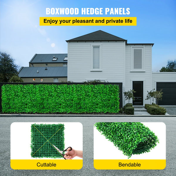 Vevor Artificial Boxwood Panel UV 24pcs Hedge Wall Panels 10" x 10" Ne ...