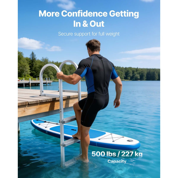 Vevor Dock Ladder Removable 3-Step Aluminum Alloy Boat Swim Ladder New ...