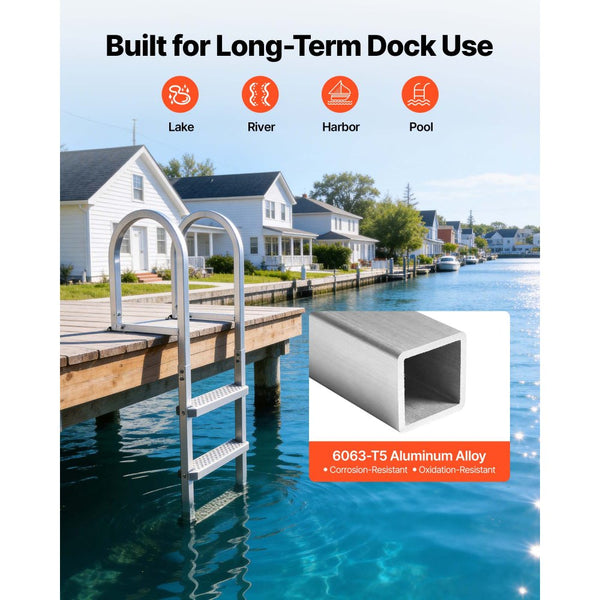Vevor Dock Ladder Removable 3-Step Aluminum Alloy Boat Swim Ladder New ...