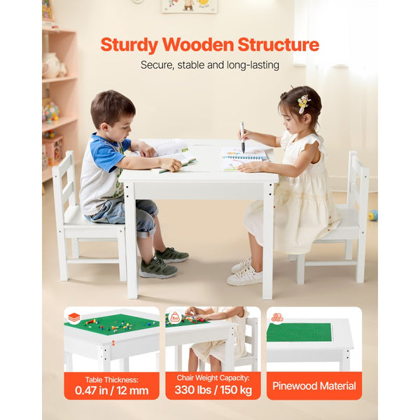 Vevor Activity Table Kids Building Block Table and 2 Chairs Set New ...