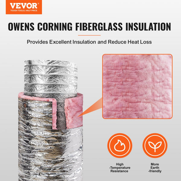 Vevor Flexible Duct 6" x 25' Insulated Dryer Vent Hose New – FactoryPure