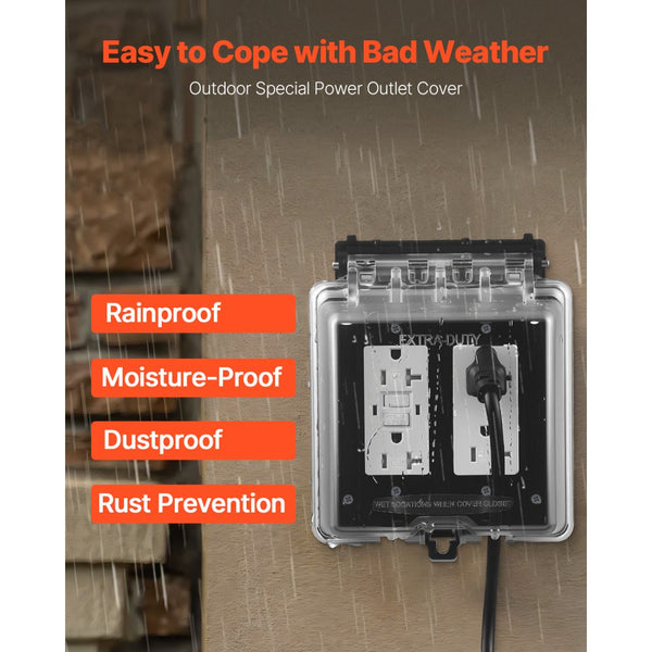 Vevor Outlet Cover 2-Gang Lockable Weatherproof Electrical Cover New ...