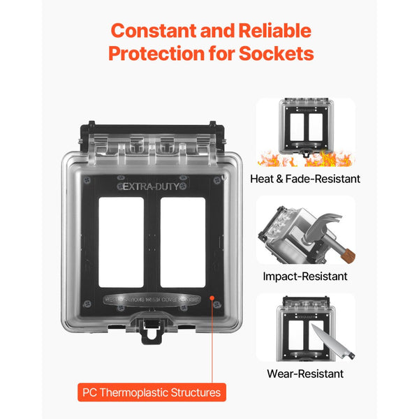 Vevor Outlet Cover 2-Gang Lockable Weatherproof Electrical Cover New ...