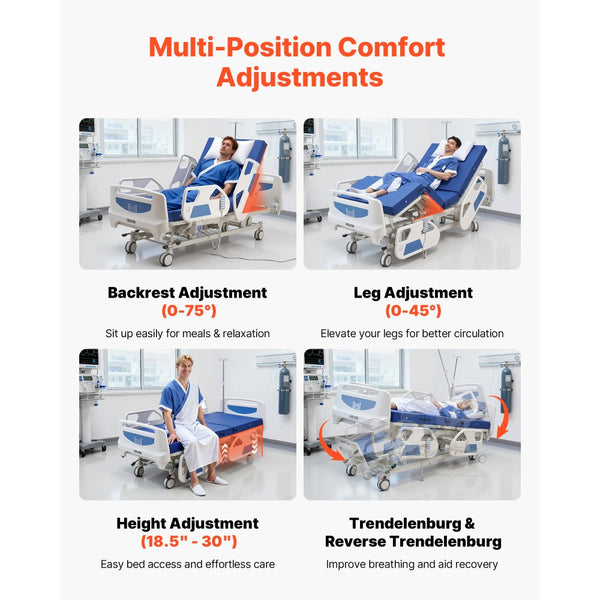 Vevor Hospital Bed Premium 5-Function Full Electric ICU Medical Bed wi ...