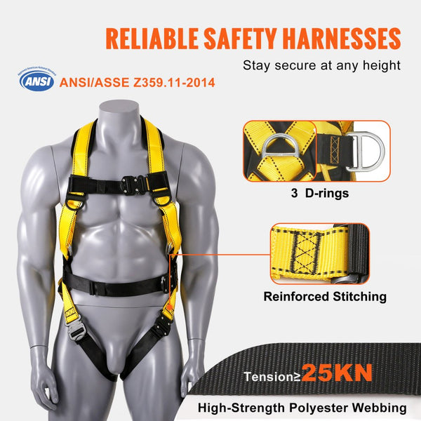 Vevor Safety Harness Full Body Fall Protection Harness with Padding an ...