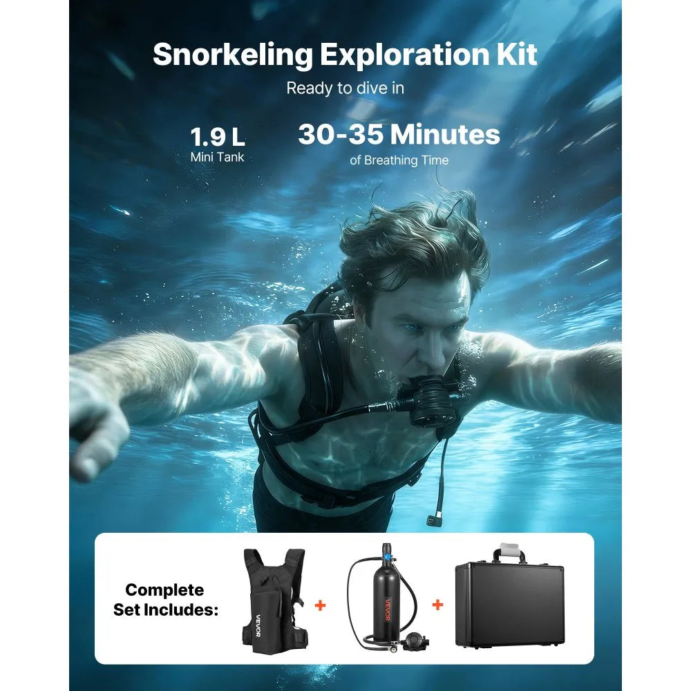 Vevor Diving Tank Mini Scuba 1.9L Portable Underwater Breathing Cylind ...