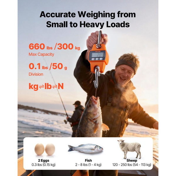 Vevor Crane Scale Digital Hanging Scale 660 lbs Orange New – FactoryPure