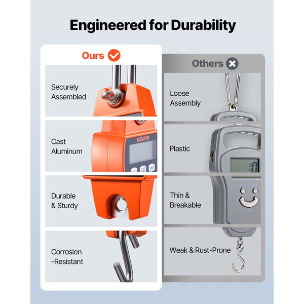 Vevor Crane Scale Digital Hanging Scale 660 lbs Orange New – FactoryPure