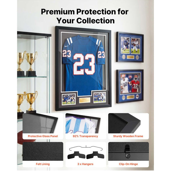 Vevor Jersey Frame Display Case Shadow Box 31.5" x 23.6" x 1" Black Ne ...