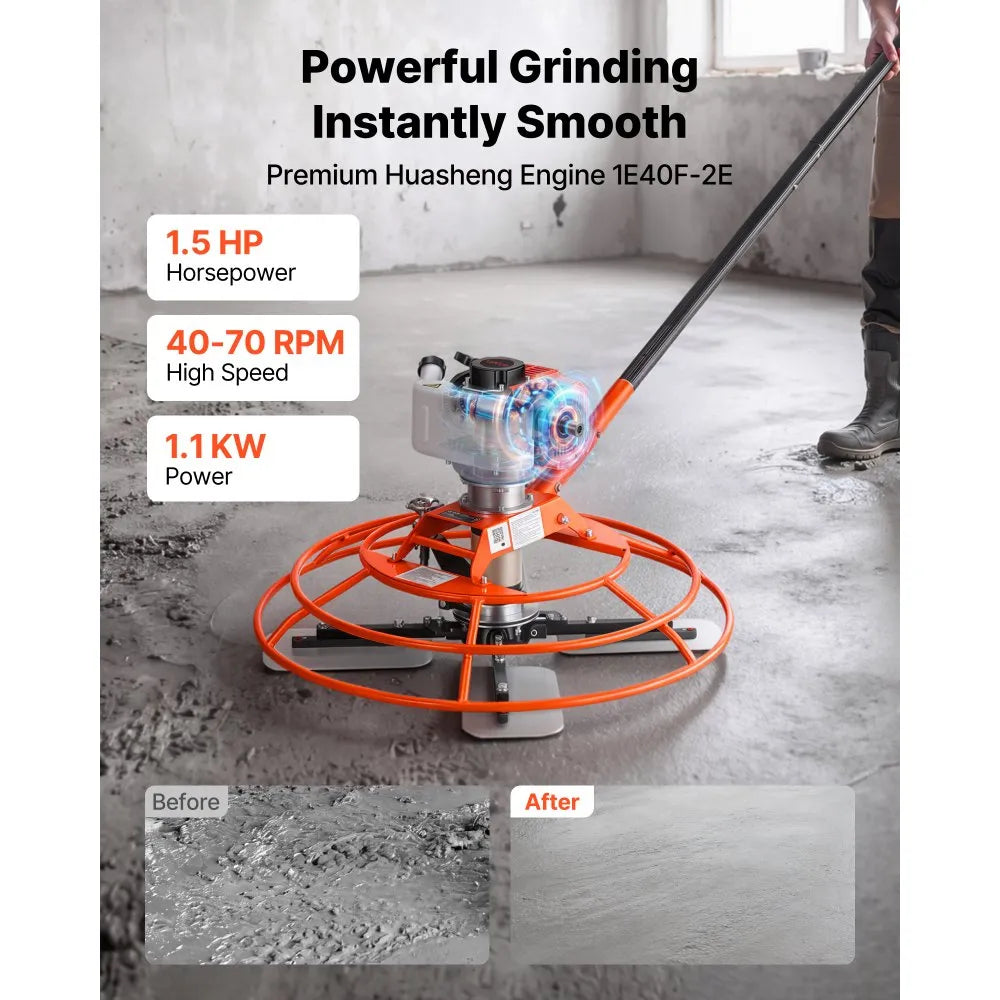 Vevor Power Trowel 28.35" Gas-Powered Walk-Behind Concrete Finishing M ...