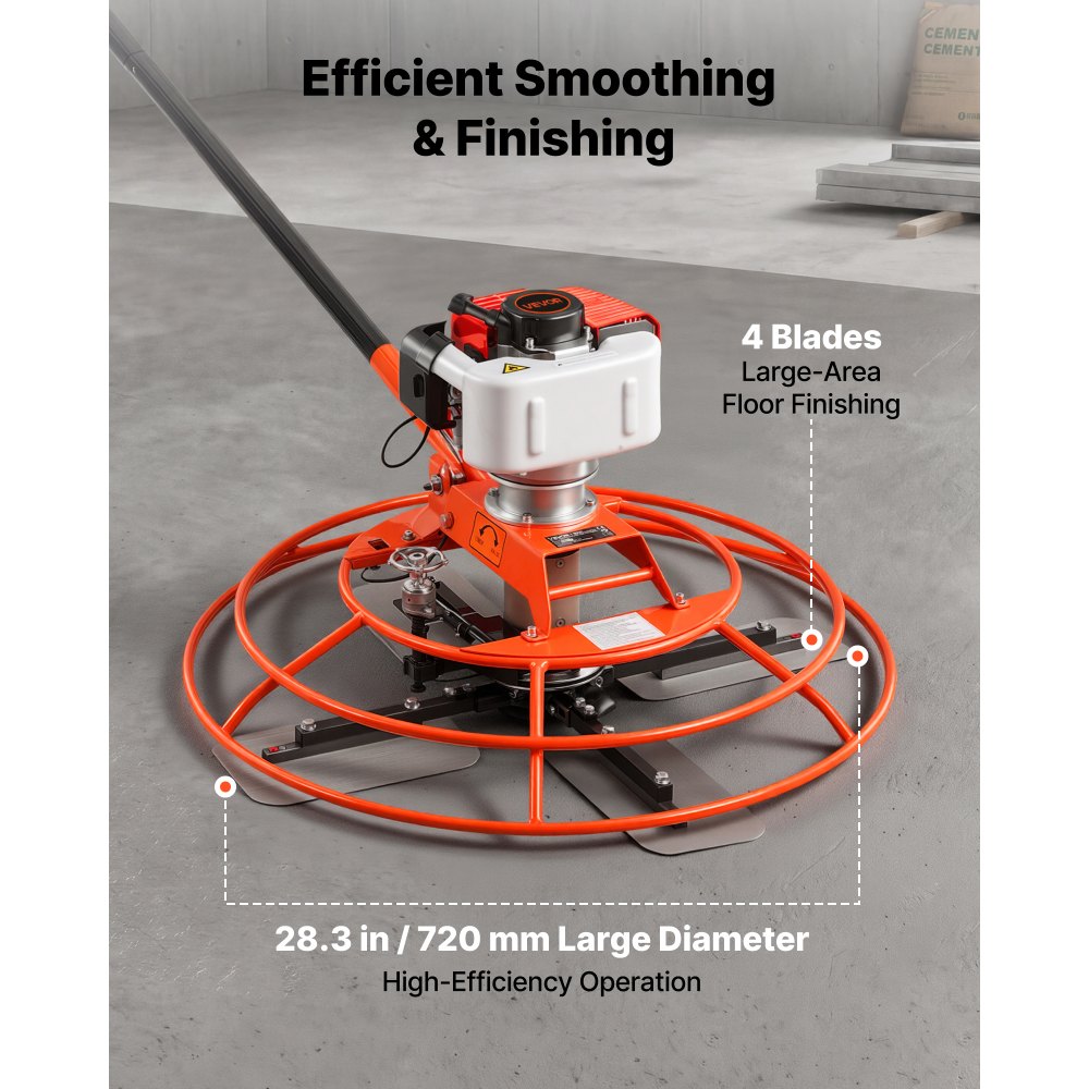 Vevor Power Trowel 28.35" Gas-Powered Walk-Behind Concrete Finishing M ...