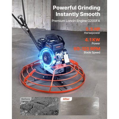 Vevor Power Trowel 34.8" Gas-Powered Walk-Behind Concrete Finishing Ma ...