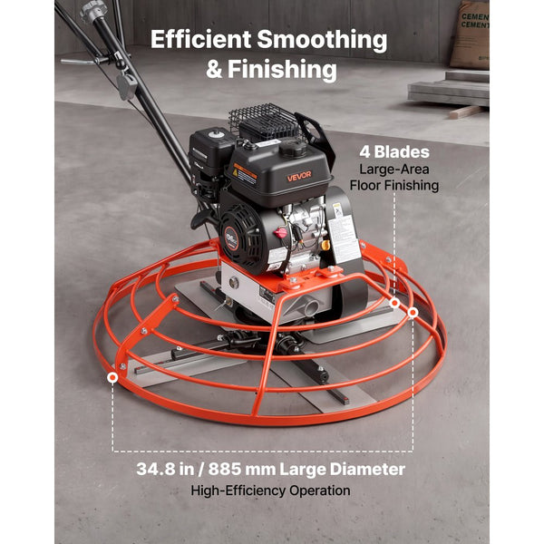 Vevor Power Trowel 34.8" Gas-Powered Walk-Behind Concrete Finishing Ma ...
