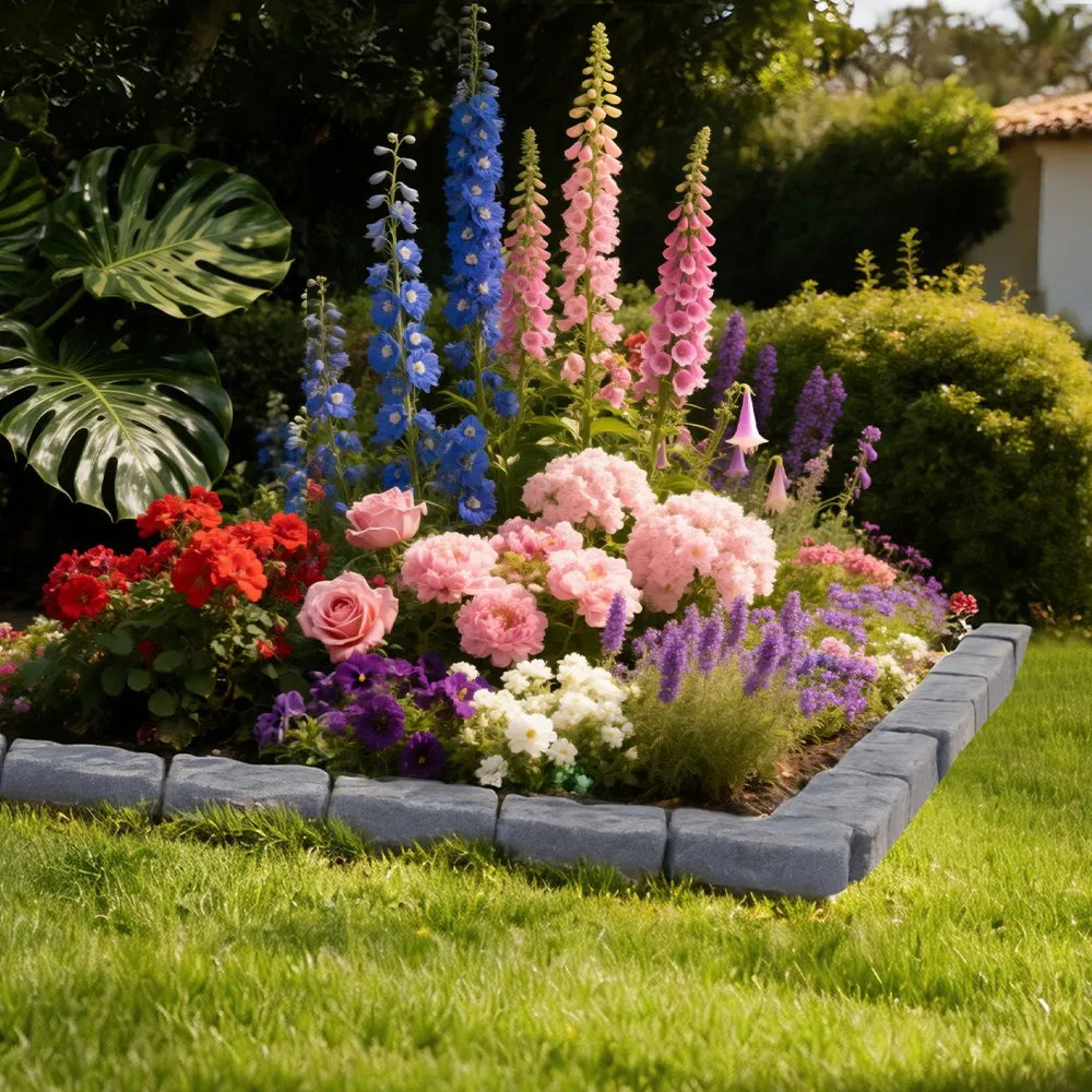 Vevor Landscape Edging Faux Stone No-Dig Garden Border Kit 15.5' Gray ...