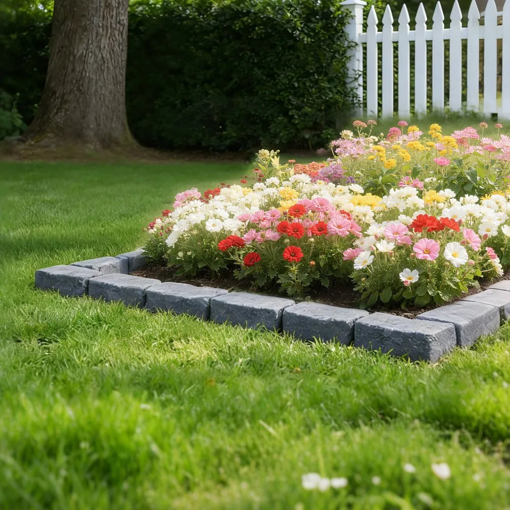 Vevor Landscape Edging Faux Stone No-Dig Garden Border Kit 15.5' Gray ...