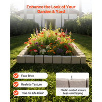Vevor Faux Stone Landscape Edging 15.5' No-Dig Garden Border Kit Beige ...