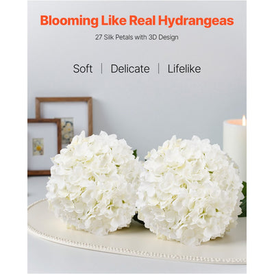 Vevor Artificial Flowers White Silk Hydrangea Bouquet 105-Pc 9.8" New ...