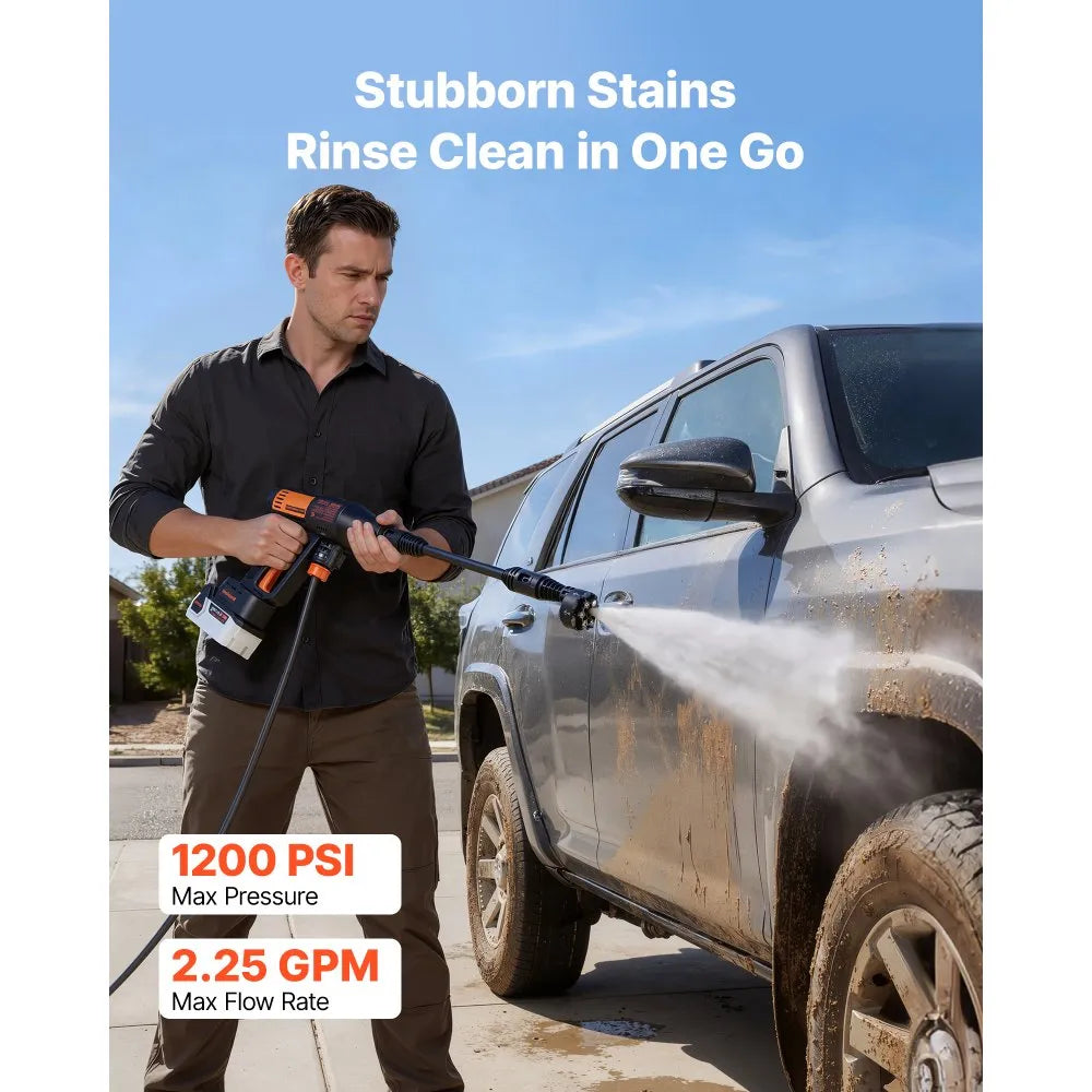 Vevor Pressure Washer Cordless 1200 PSI Portable Handheld Power Cleane ...