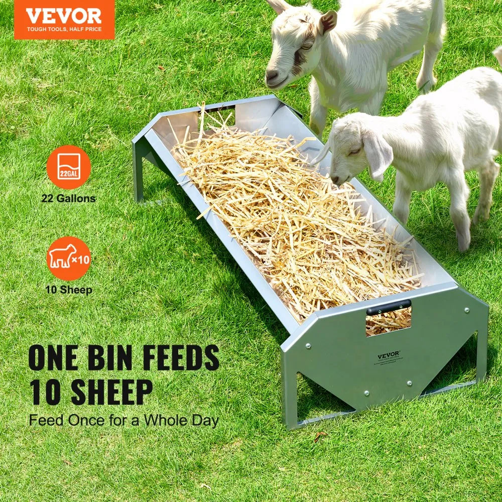 Vevor Livestock Feeding Trough 45" 22 Gallon Heavy-Duty Galvanized Ste ...