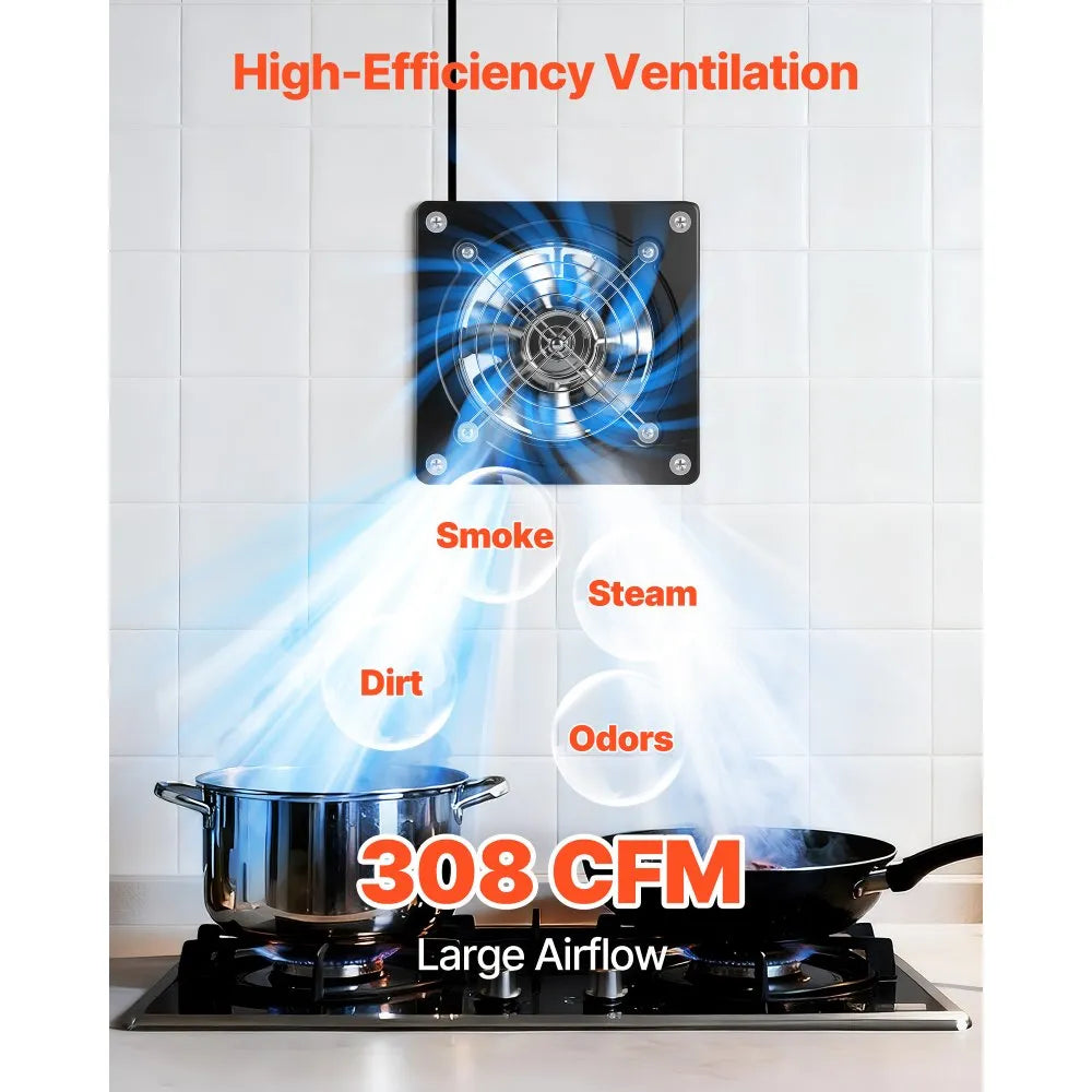 Vevor Exhaust Fan 6" 308 CFM Wall Mount Ventilation Extractor New ...