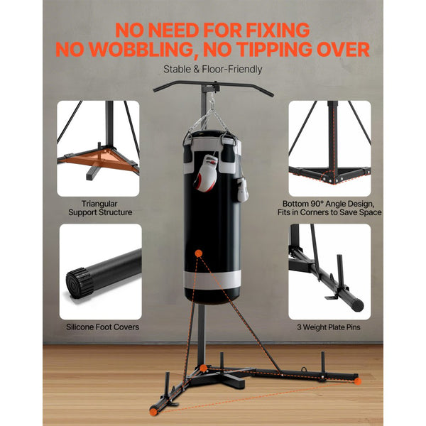 Vevor Punching Bag Stand 2-in-1 Adjustable Heavy Duty Fitness Stand wi ...