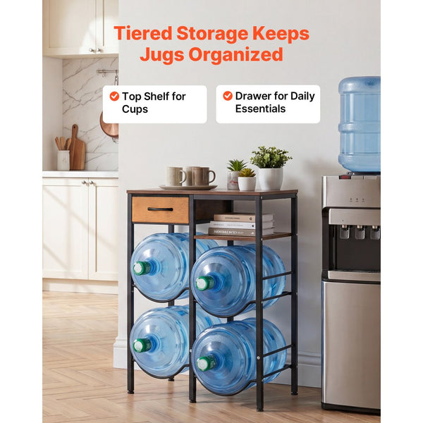 Vevor Water Jug Holder 4-Tier Double Row 3 & 5 Gallon Bottle Rack with ...