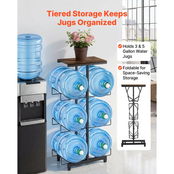 Vevor Water Jug Holder Foldable 4-Tier Double-Row 3 & 5 Gallon Rack fo ...