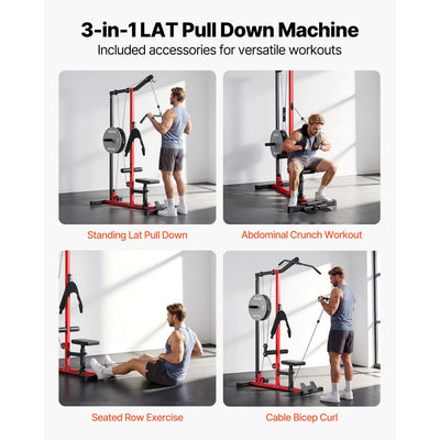 Vevor Lat Pulldown Machine 3-in-1 Row Cable Home Gym Black New ...