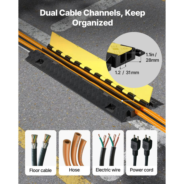 Vevor Cable Protector Ramp Heavy Duty 22,000 lbs 2-Channel 1.2" x 1.1 ...