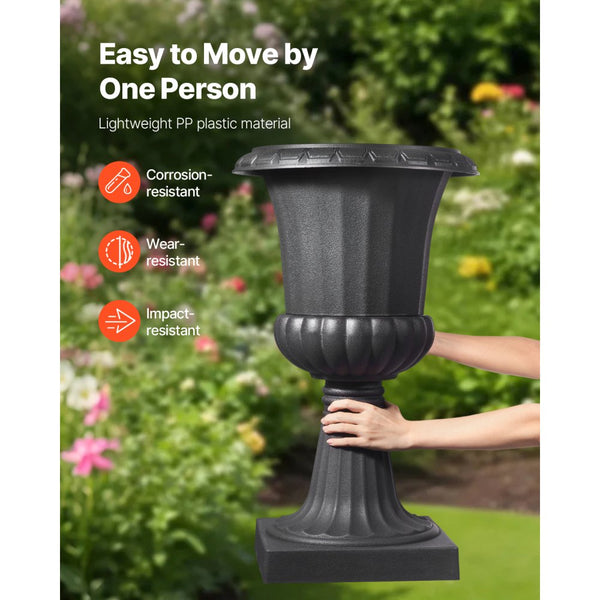Vevor Urn Planters 15.8" x 26.4" 2-Pack Black Classic Flower Pots New ...