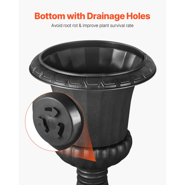 Vevor Urn Planters 15.8" x 26.4" 2-Pack Black Classic Flower Pots New ...