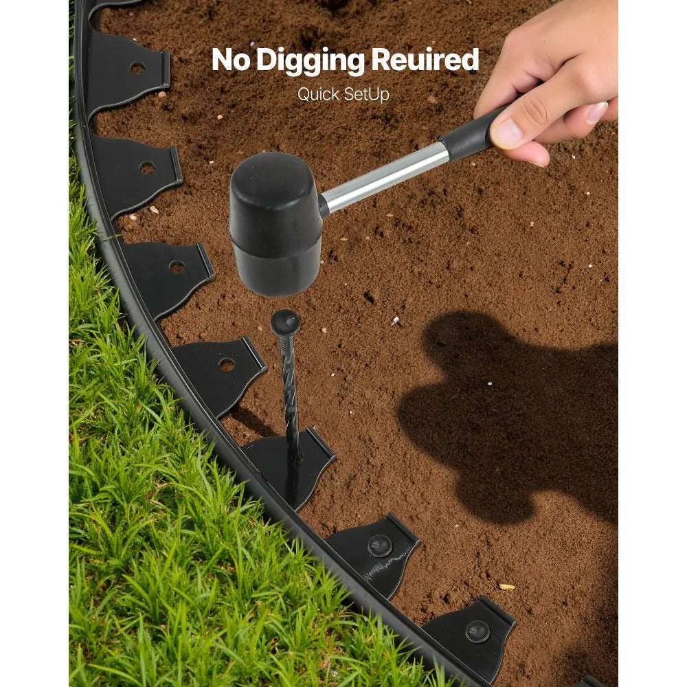 Vevor Landscape Edging Plastic Garden Border 60' x 1.6" 10-Pc No-Dig K ...